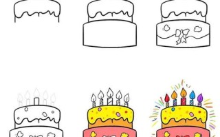 生日蛋糕简笔画怎么画_彩色生日蛋糕简笔画步骤