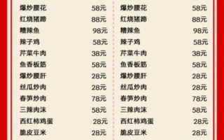 饭店菜谱价格大全_多少钱一份