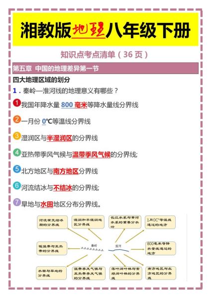 七年级下册地理复习重点_湘教版知识点梳理-第1张图片-山城妙识