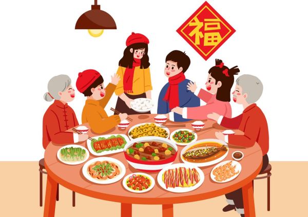吃年夜饭图片卡通怎么画_卡通年夜饭素材去哪找-第1张图片-山城妙识