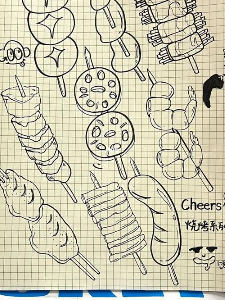 烧烤食材简笔画怎么画_烧烤食材简笔画大全-第3张图片-山城妙识