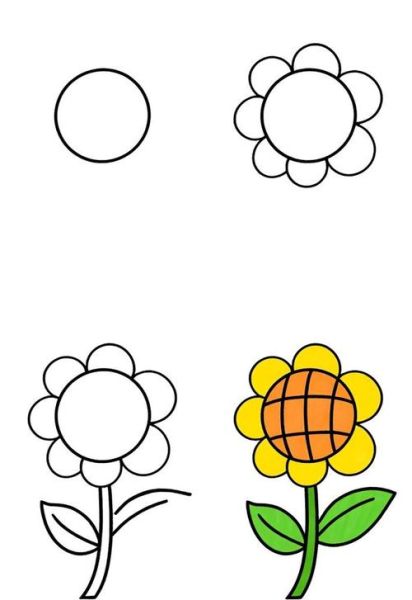 向日葵简笔画怎么画_向日葵图片简笔画教程-第3张图片-山城妙识