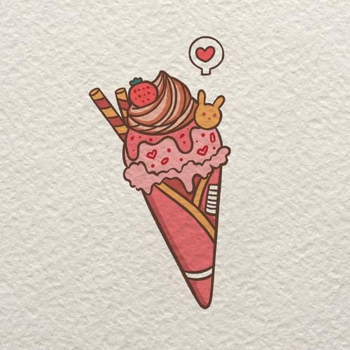 甜筒冰淇淋简笔画彩色_怎么画才好看-第1张图片-山城妙识