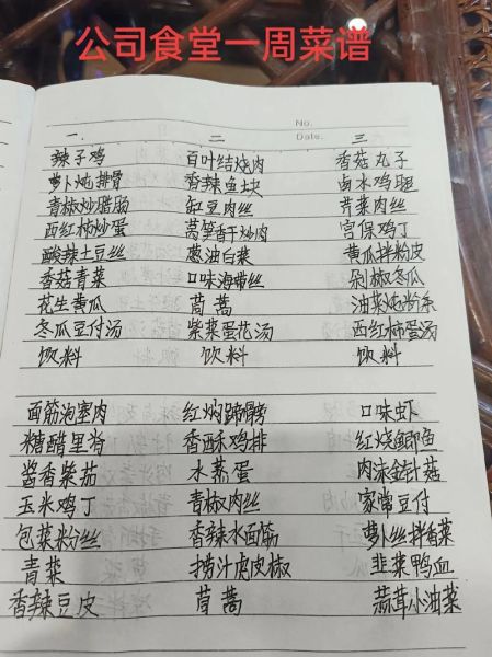 公司食堂菜谱大全_一周午餐吃什么-第1张图片-山城妙识
