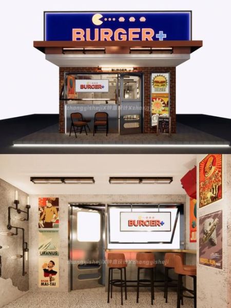 汉堡店装修效果图大全_如何打造网红汉堡店-第1张图片-山城妙识
