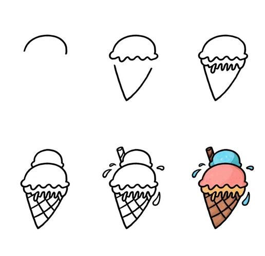冰淇淋怎么画简单又好看_可爱冰淇淋手绘教程-第2张图片-山城妙识