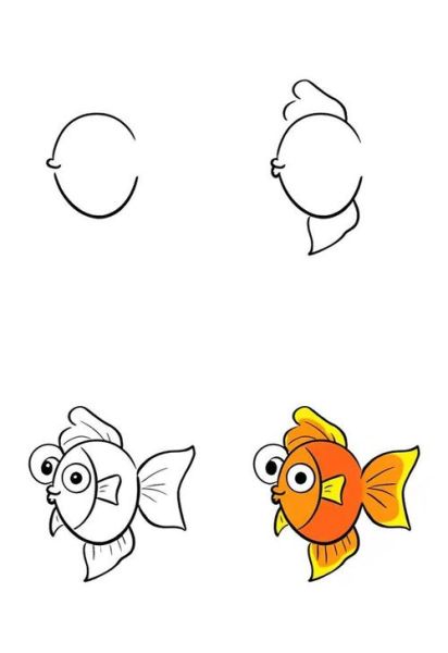 金鱼图片卡通怎么画_金鱼卡通简笔画教程-第1张图片-山城妙识