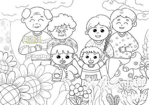 全家福简笔画六口之家怎么画_全家福简笔画六口之家步骤-第3张图片-山城妙识