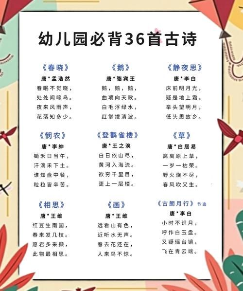 幼儿园唐诗必背30首有哪些_如何高效背诵-第3张图片-山城妙识