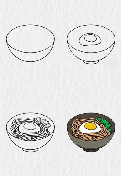 简笔画面条怎么画_儿童面食简笔画教程-第1张图片-山城妙识