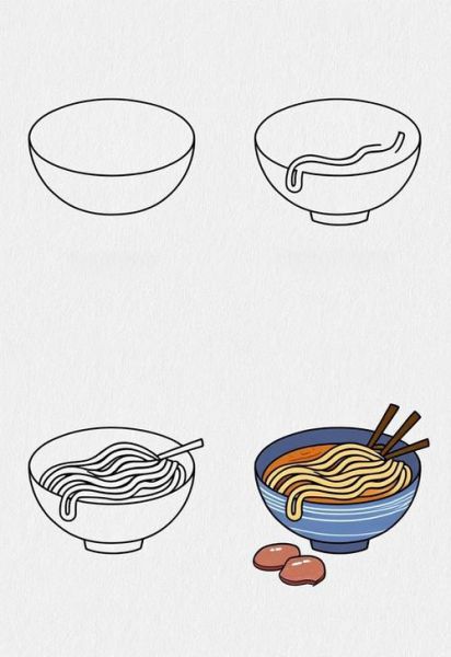 简笔画面条怎么画_儿童面食简笔画教程-第3张图片-山城妙识