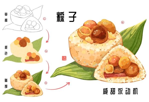 粽子怎么包才好吃_粽子图画步骤-第3张图片-山城妙识