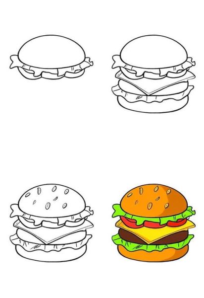汉堡简笔画怎么画_汉堡简笔画图片大全-第3张图片-山城妙识