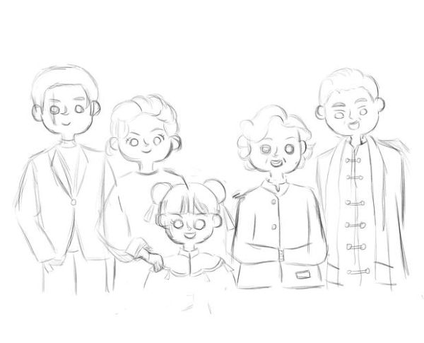 全家福简笔画五口之家怎么画_全家福简笔画五口之家教程-第1张图片-山城妙识