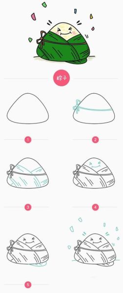小粽子卡通简笔画怎么画_小粽子简笔画步骤-第3张图片-山城妙识