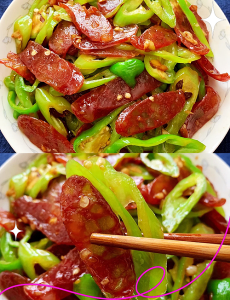 青椒炒腊肠怎么做好吃_青椒炒腊肠简单做法-第1张图片-山城妙识