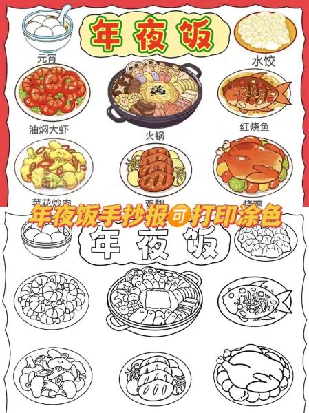年夜饭菜谱大全带图片简笔画_如何画年夜饭简笔画-第2张图片-山城妙识