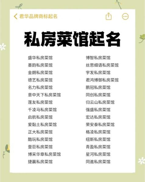 私房菜馆名字怎么取_私房菜馆起名技巧-第1张图片-山城妙识 私房菜馆名字怎么取_私房菜馆起名技巧-第1张图片-山城妙识