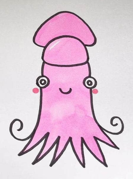 大王乌贼简笔画怎么画_大王乌贼图片简笔画教程-第3张图片-山城妙识