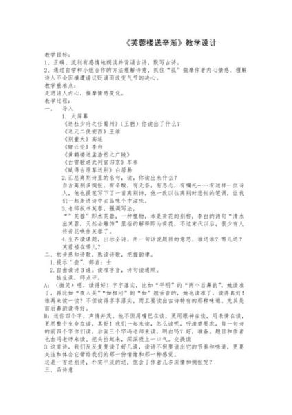 芙蓉楼送辛渐教案怎么写_教学重难点如何突破-第1张图片-山城妙识 芙蓉楼送辛渐教案怎么写_教学重难点如何突破-第1张图片-山城妙识