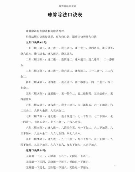 算盘口诀怎么背_算盘口诀表完整版-第2张图片-山城妙识