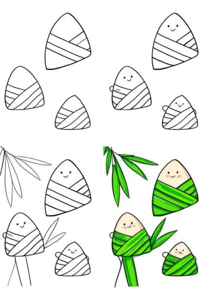 粽子简笔画步骤_粽子怎么画好看-第2张图片-山城妙识