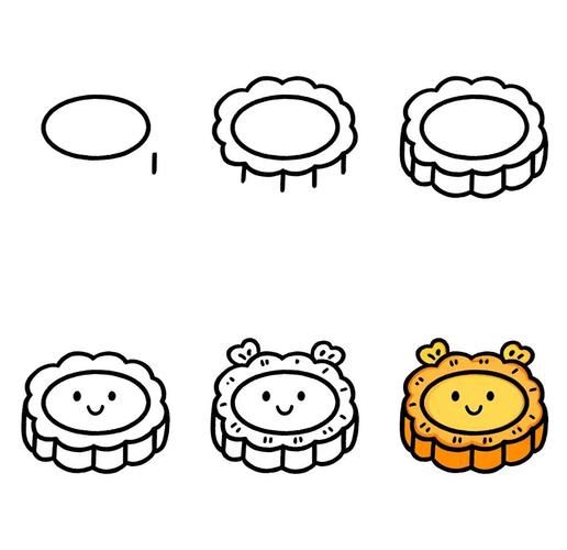 月饼简笔画卡通怎么画_月饼卡通简笔画教程-第2张图片-山城妙识