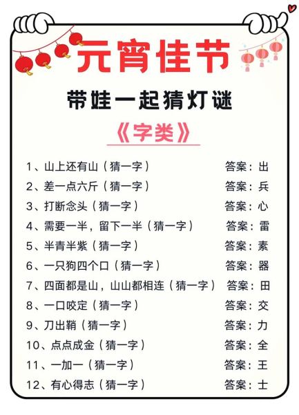 元宵节灯谜有哪些经典_如何快速猜中谜底-第2张图片-山城妙识 元宵节灯谜有哪些经典_如何快速猜中谜底-第2张图片-山城妙识