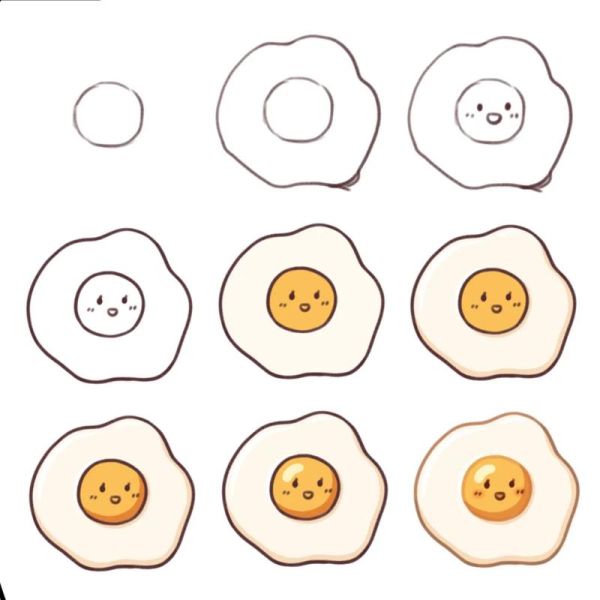 鸡蛋涂鸦可爱简笔画_怎么画-第2张图片-山城妙识