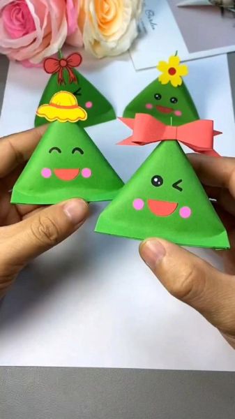 简单折纸粽子图解_粽子折纸教程步骤-第3张图片-山城妙识