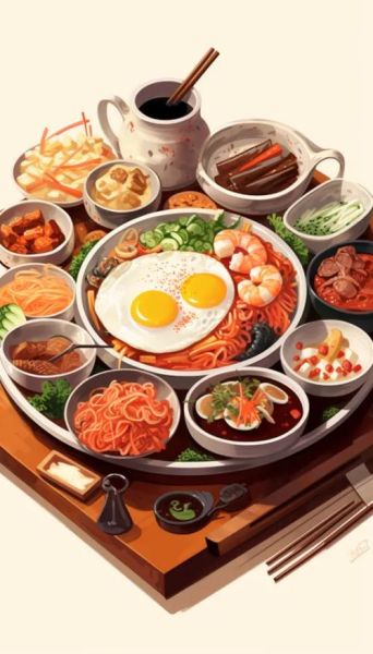 韩国料理插画_如何画韩式美食插画-第2张图片-山城妙识