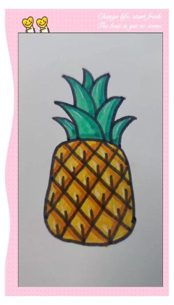 菠萝怎么画简笔画_菠萝简笔画步骤图解-第3张图片-山城妙识