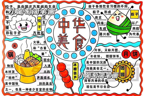 中国美食手抄报二年级怎么做_简单又漂亮-第1张图片-山城妙识