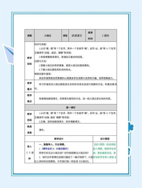 火烧云教案怎么写_火烧云教学设计思路-第1张图片-山城妙识