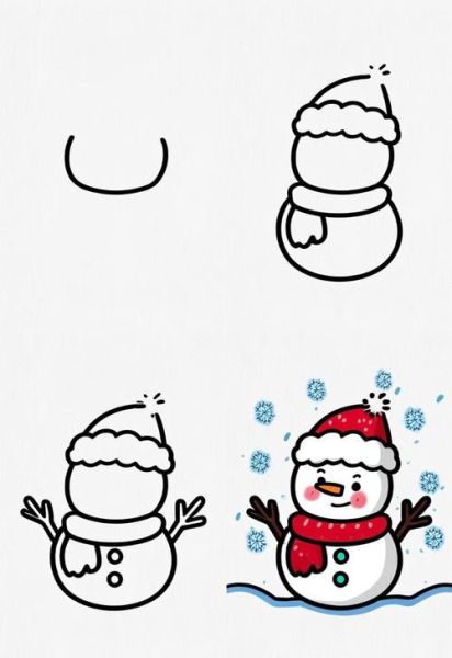 圣诞雪人图片怎么画_圣诞雪人简笔画教程-第3张图片-山城妙识