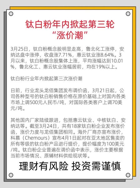 钛白粉股票还能涨吗_钛白粉龙头有哪些-第1张图片-山城妙识