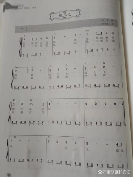 虫儿飞简谱c调_怎么弹-第3张图片-山城妙识