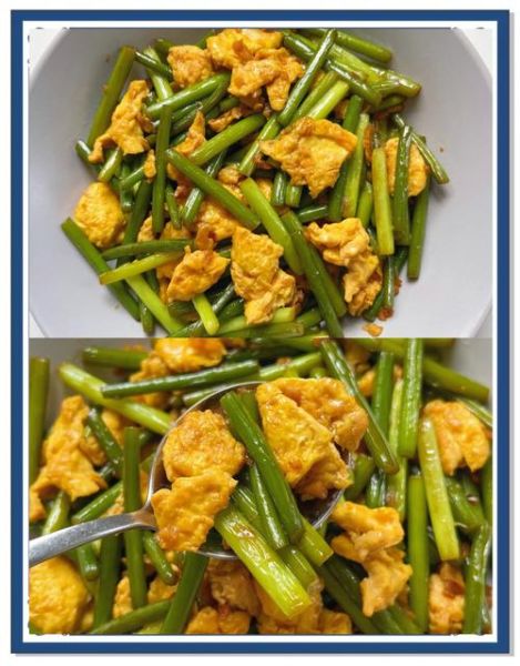 蒜苔炒鸡蛋怎么炒才嫩_蒜苔炒鸡蛋要不要焯水-第1张图片-山城妙识