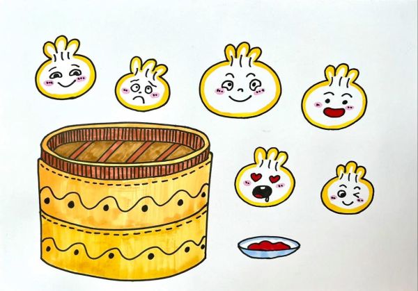 小笼包简笔画怎么画_小笼包简笔画步骤图-第1张图片-山城妙识
