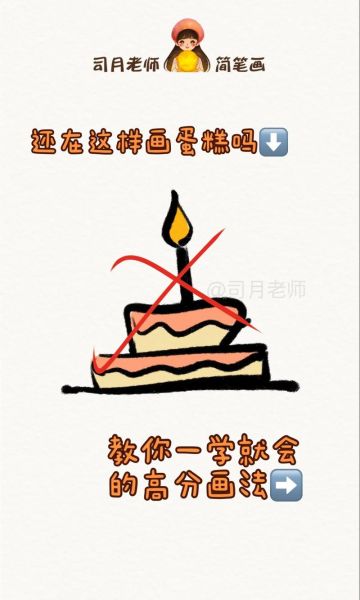 生日蛋糕简笔画怎么画_彩色生日蛋糕简笔画步骤-第3张图片-山城妙识