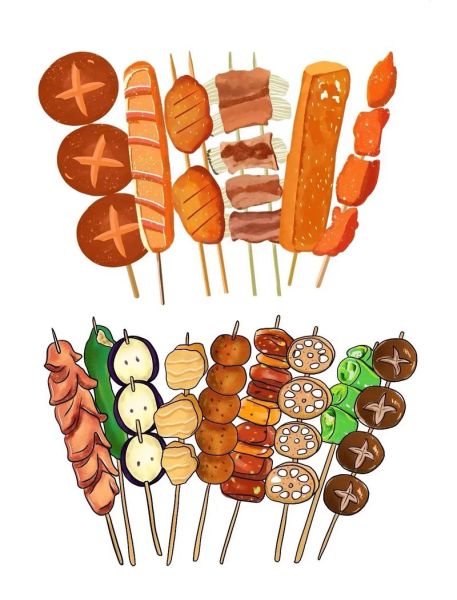 烤肉串简笔画怎么画_简笔画烤肉串步骤-第1张图片-山城妙识