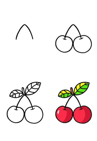 樱桃简笔画怎么画_樱桃图片简笔画教程-第2张图片-山城妙识