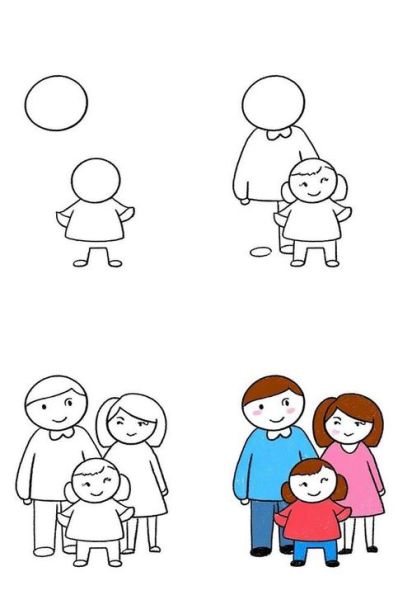 全家福简笔画三人怎么画_全家福简笔画三人教程-第3张图片-山城妙识