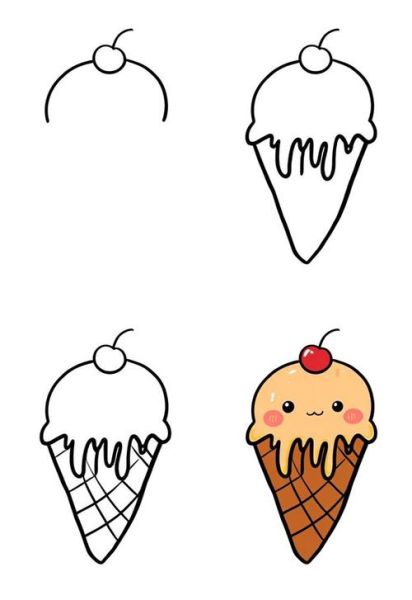 冰激凌卡通图片简笔画怎么画_冰激凌简笔画步骤图-第2张图片-山城妙识