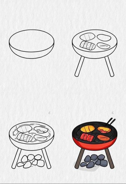 烧烤架简笔画怎么画_烧烤架简笔画步骤-第1张图片-山城妙识