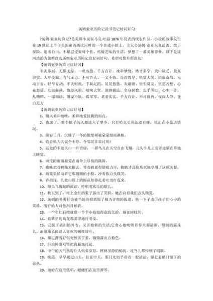 汤姆索亚历险记好词好句有哪些_如何用在作文里-第2张图片-山城妙识