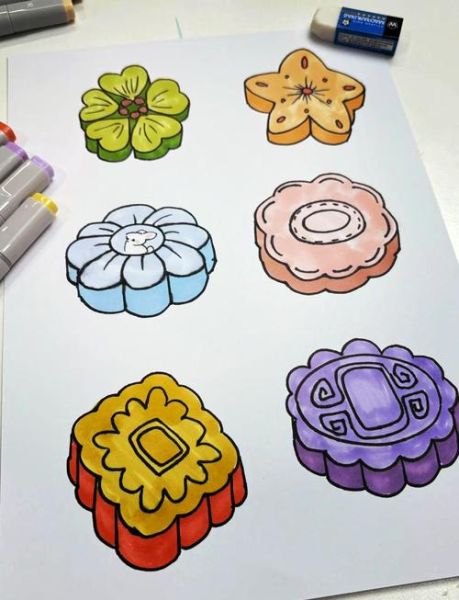 月饼简笔画怎么涂颜色_月饼简笔画涂色教程-第3张图片-山城妙识